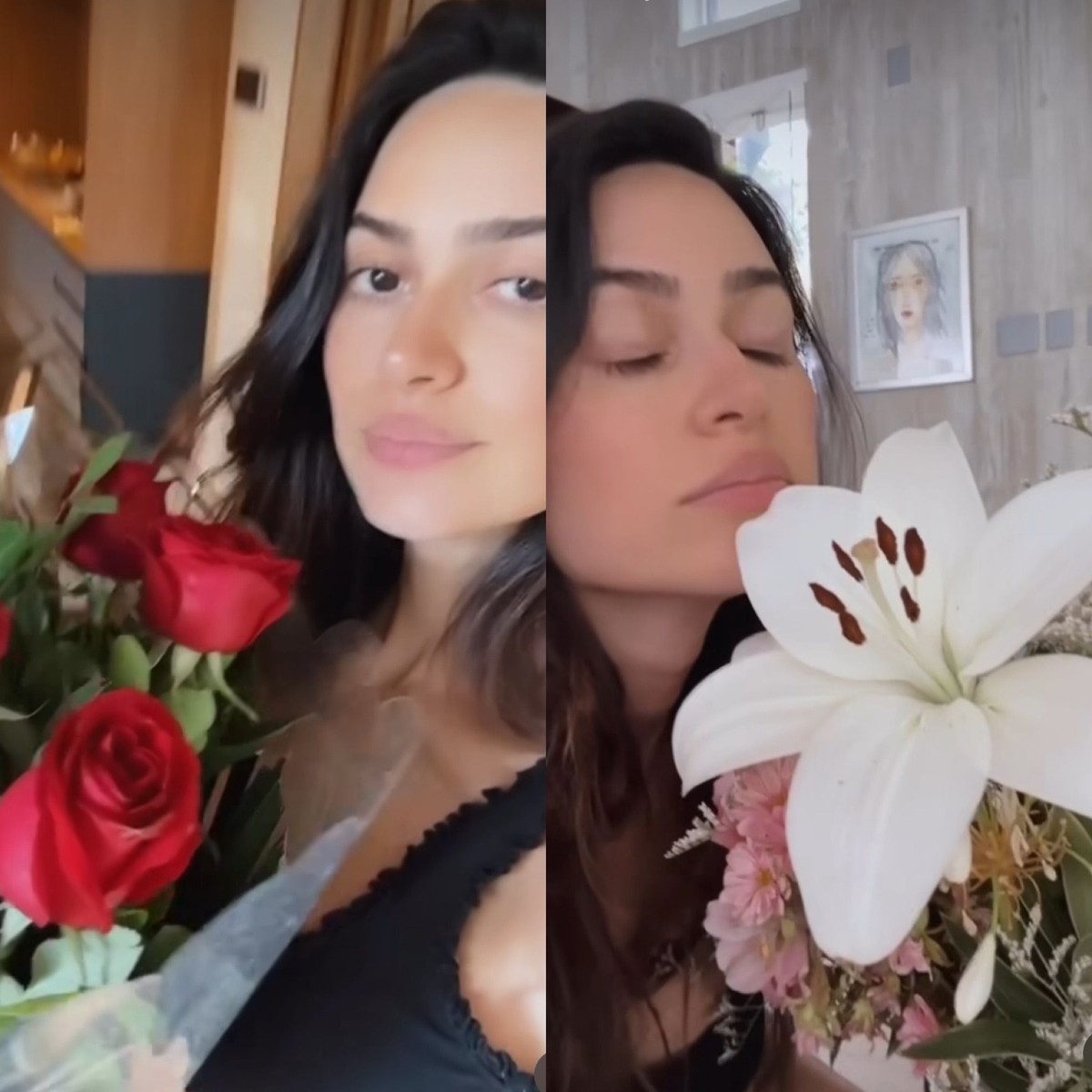 Thaila Ayala se encanta após Renato Goés encher casa de flores ao