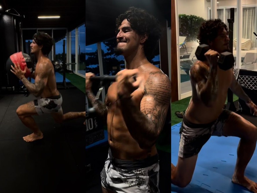 Gabriel Medina exibe treino intenso em academia de sua mansão
