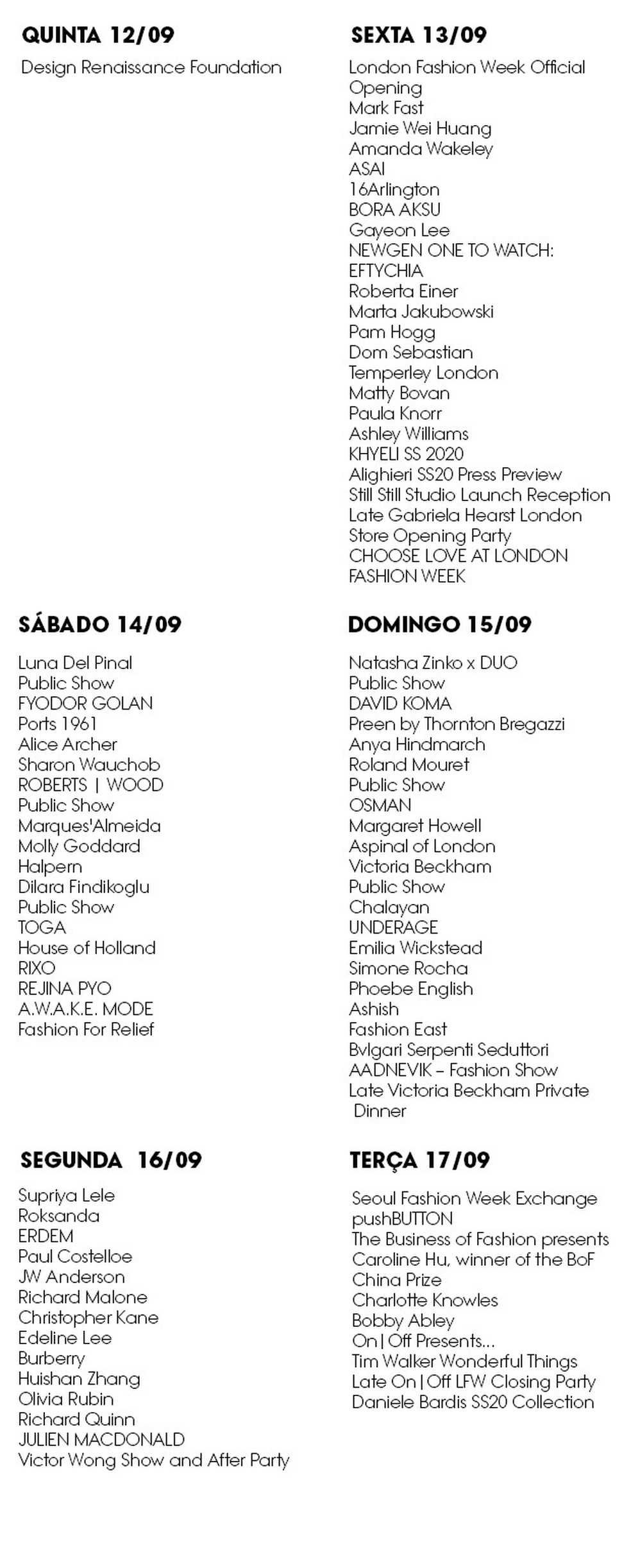 Lineups da temporada de desfiles verão 2020 já anunciam novidades