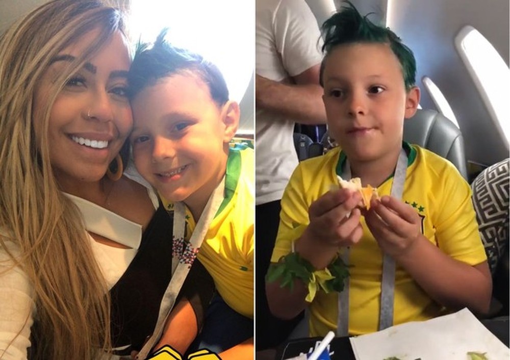 Davi Lucca entra em clima de Copa com o cabelo verde