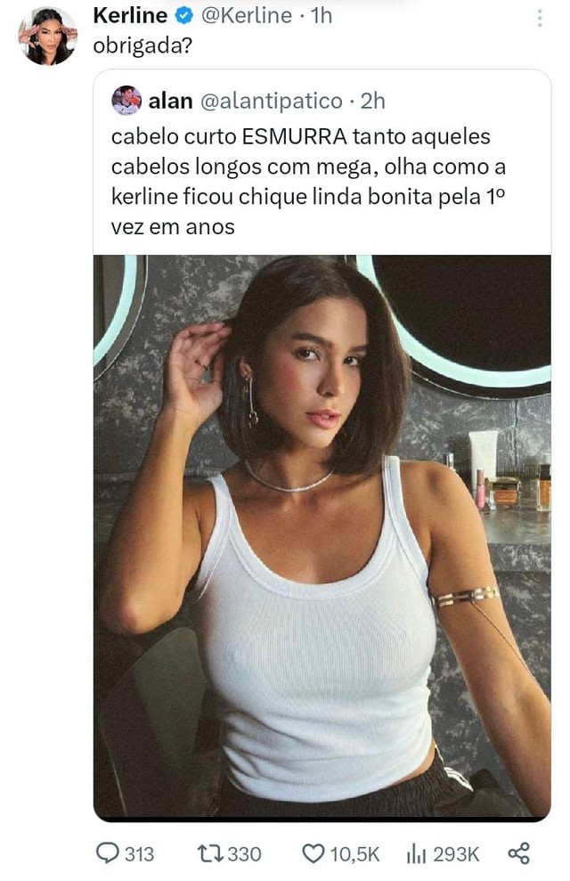 Fã ou hater? Kerline responde a comentário 'inusitado' após mudar o visual