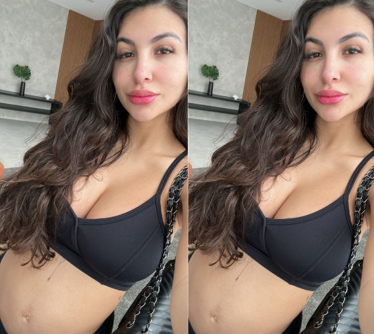 Jheny Santucci posa exibindo barrigão da gravidez e comenta: 'Bebezinho está super bem e saudável'