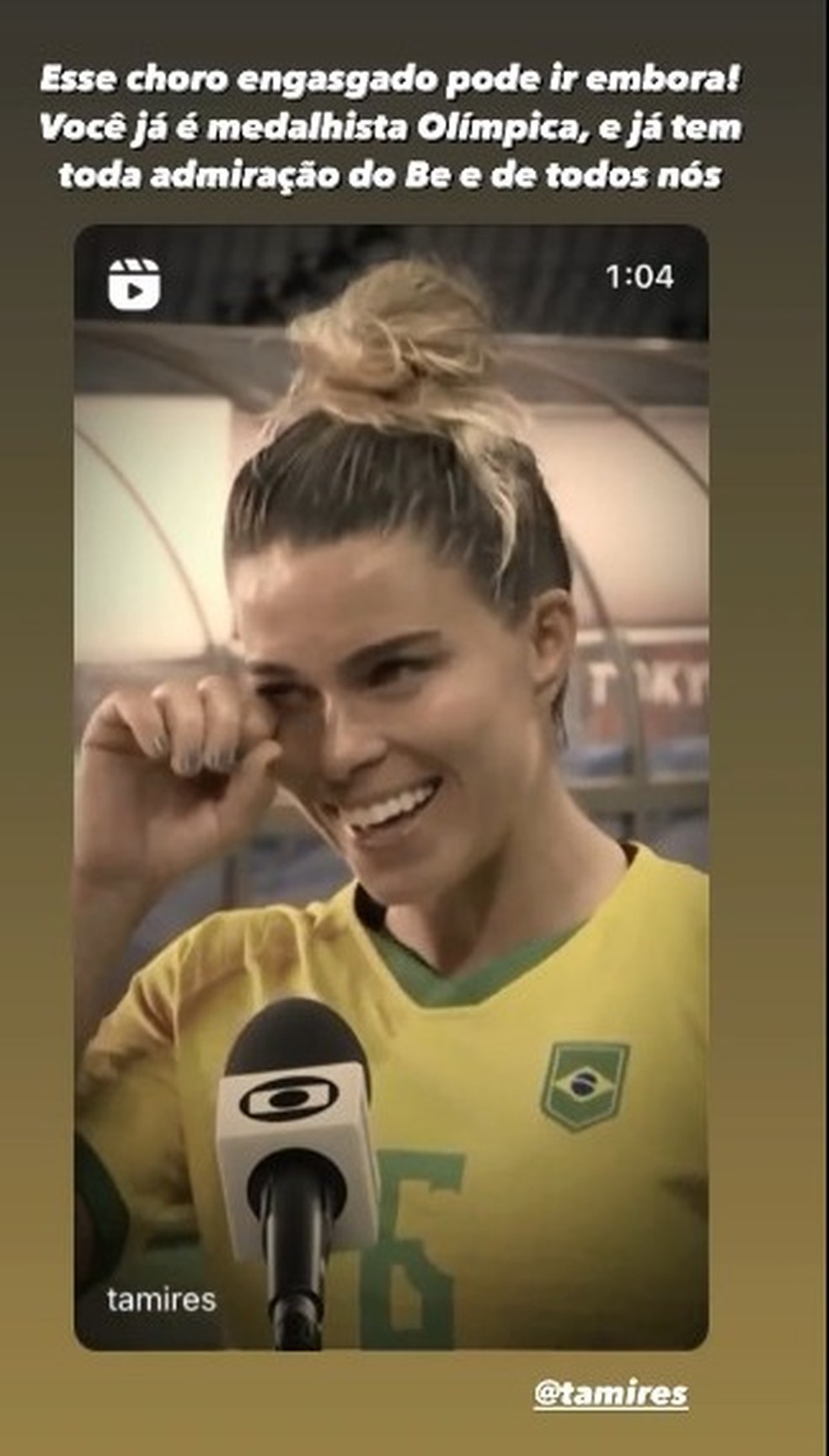 Filho faz homenagem após Tamires resgatar vídeo da eliminação nas ...