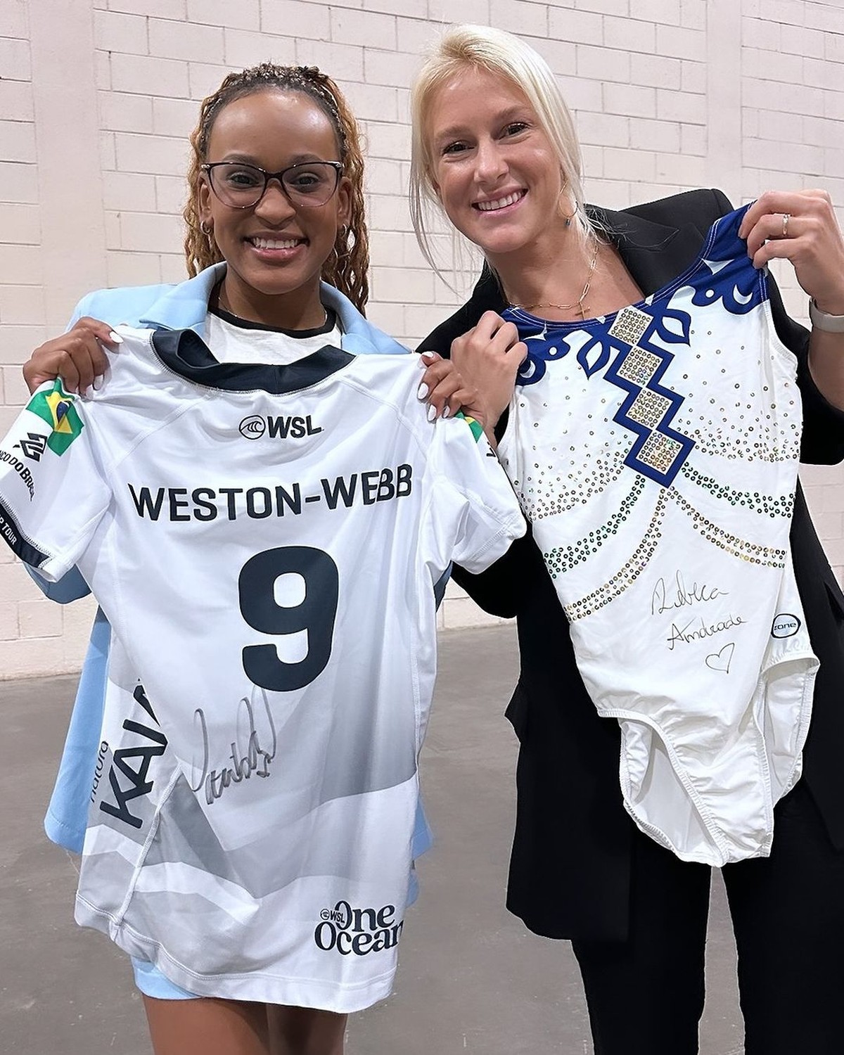 WSL Brasil resgata encontro entre Tati Weston-Webb e Rebeca Andrade