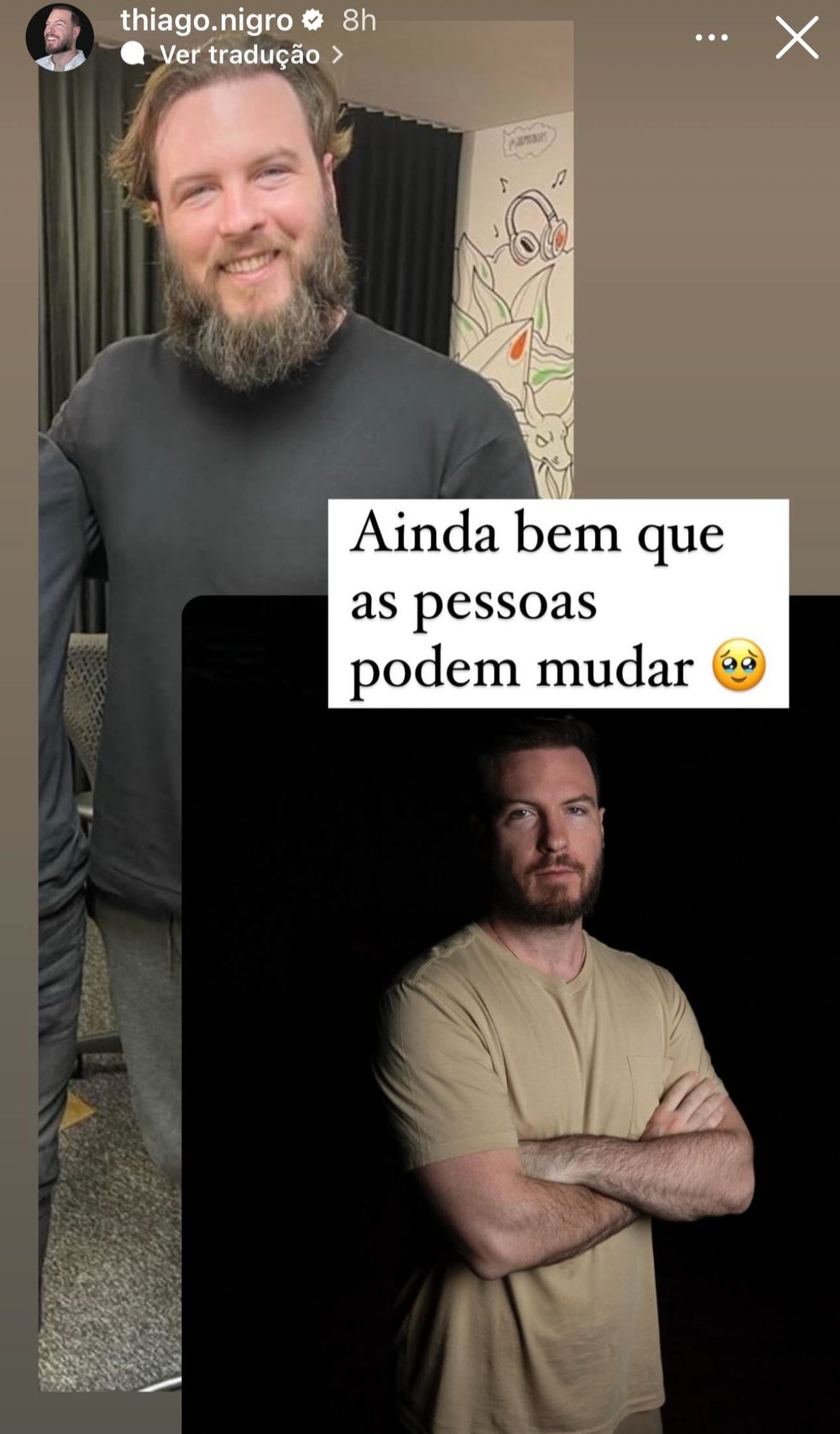 Thiago Nigro impressiona ao compartilhar antes e depois na web