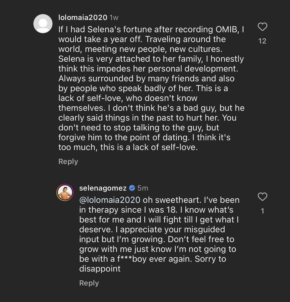 Selena Gomez rebate críticas após assumir namoro: 'Não vou ficar com ...