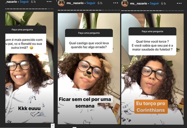 Maria Sophia Nazário fala sobre ser filha do fenômeno: 'legal'