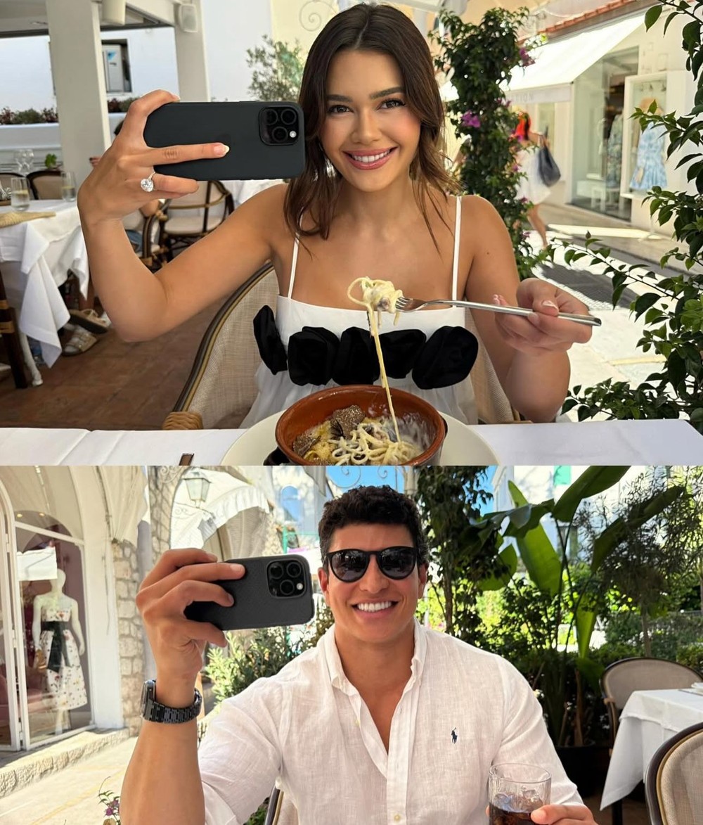 Franciny Ehlke e Tony Maleh fazem fotos românticas na Itália