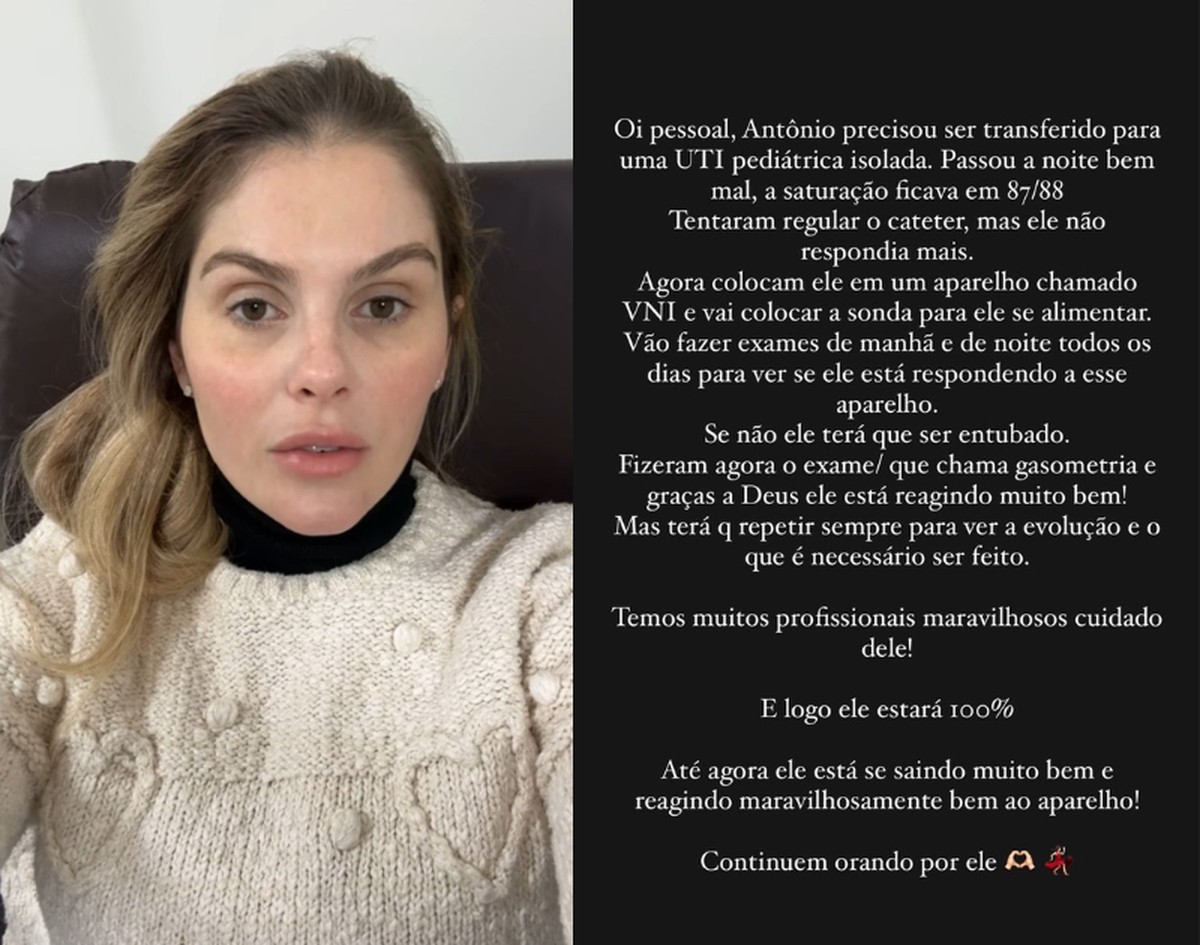 Bárbara Evans atualiza seguidores sobre quadro de saúde do filho