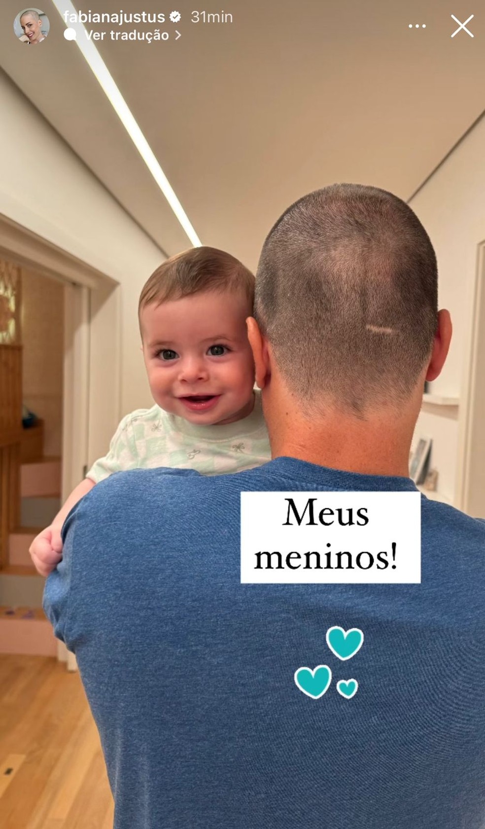 Fabiana Justus se derrete pelo filho e marido: 'Meus meninos'