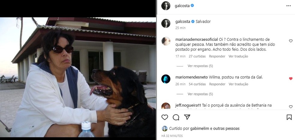Viúva de Gal Gosta, Wilma Petrillo, faz post no perfil oficial da ...