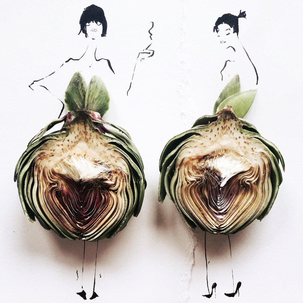 Ilustradora Gretchen Roehrs cria croquis de moda mesclando papel ...