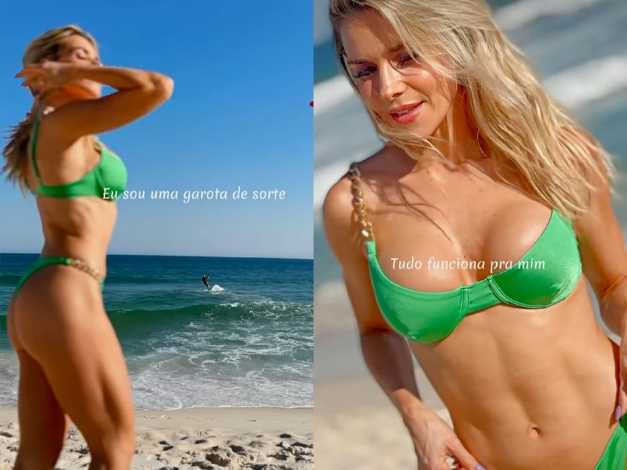 Monique Alfradique esbanja beleza em praia paradisíaca