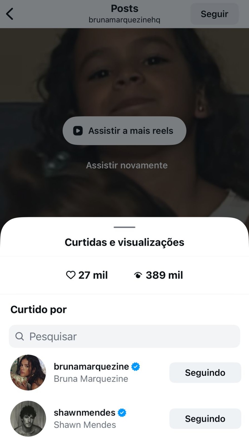 Shawn Mendes reage a vídeo de Bruna Marquezine criança postado por fã-clube