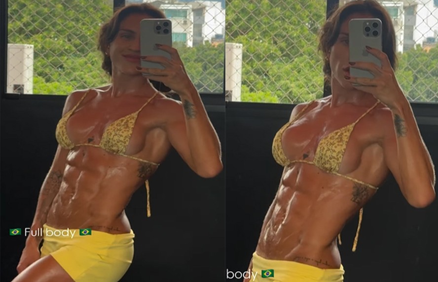 Aline Becker exibe corpo musculoso durante treino e web elogia: 'Perfeita'
