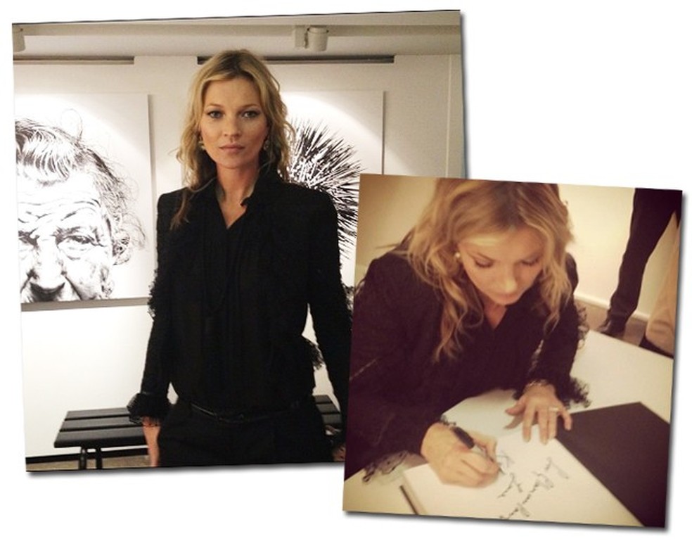 Kate Moss reúne multidão de fãs em sessão de autógrafos na Colette