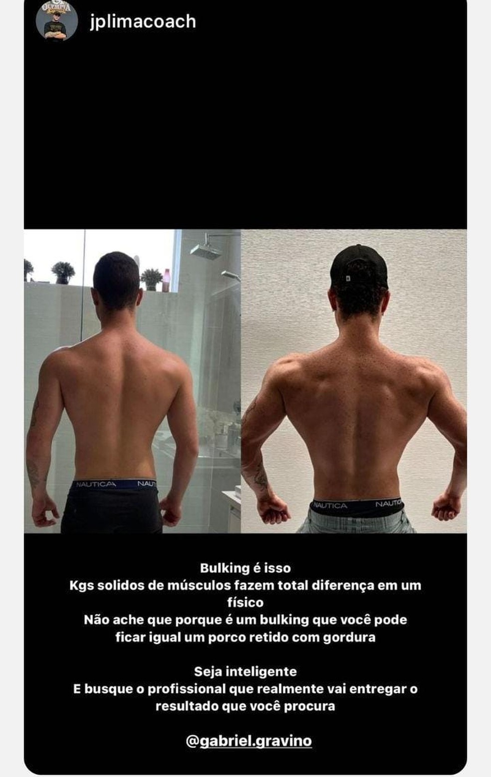 Gabriel Gravino exibe antes e depois de aderir à vida fitness