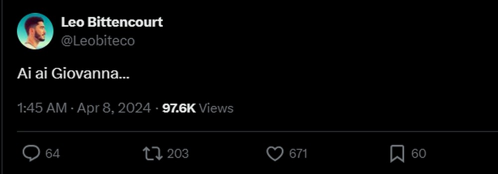 Leonardo Bittencourt demonstra interesse por Giovanna Lima