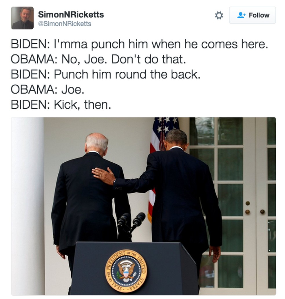 Após vitória de Trump, memes com revolta de Biden e Obama tomam conta ...