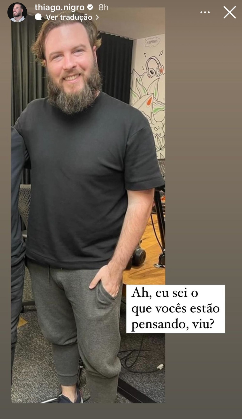 Thiago Nigro impressiona ao compartilhar antes e depois na web