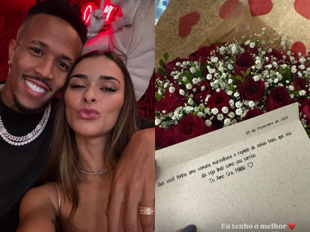 Tainá Castro ganha buquê de flores com mensagem romântica de Éder Militão