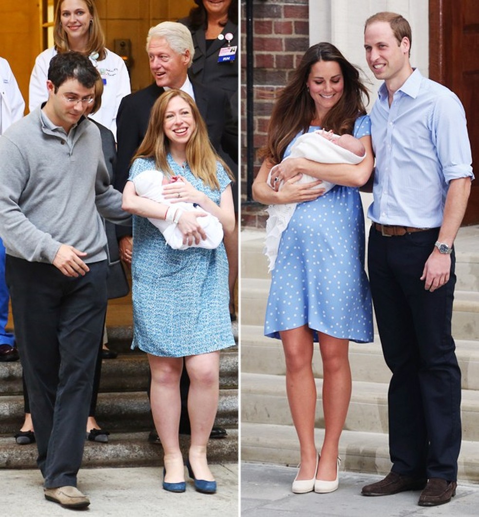 Chelsea Clinton copia look de Kate Middleton ao deixar maternidade