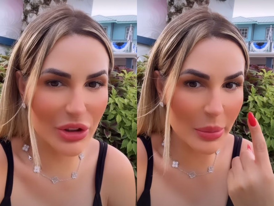 Deolane Bezerra enfrenta chuva dia de parque de Orlando