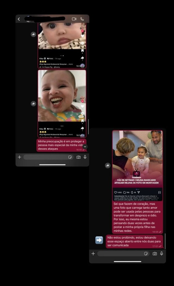 Amanda Kimberlly se pronuncia após Bruna Biancardi apagar foto de Helena