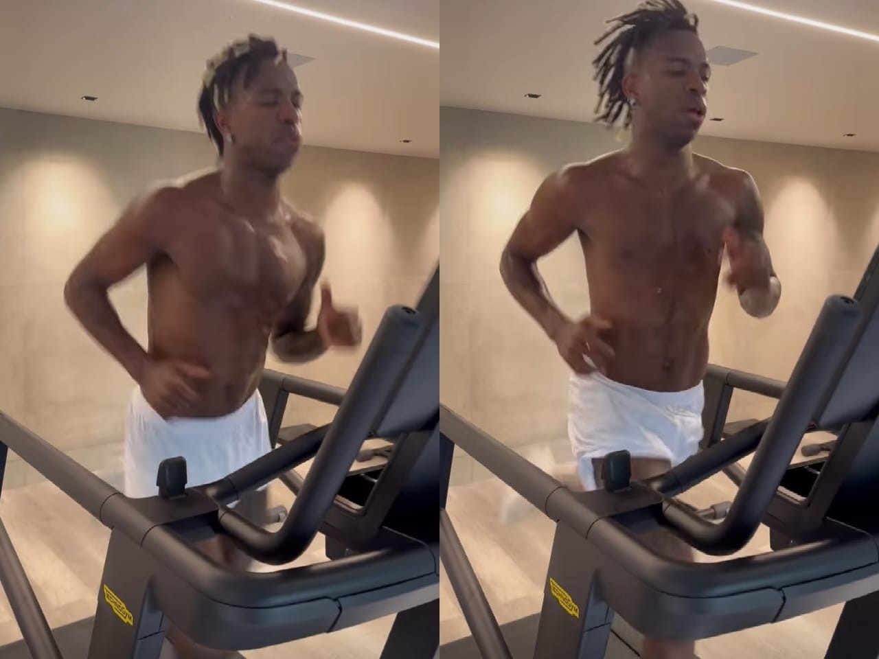 Vini Jr. exibe treino pesado em academia