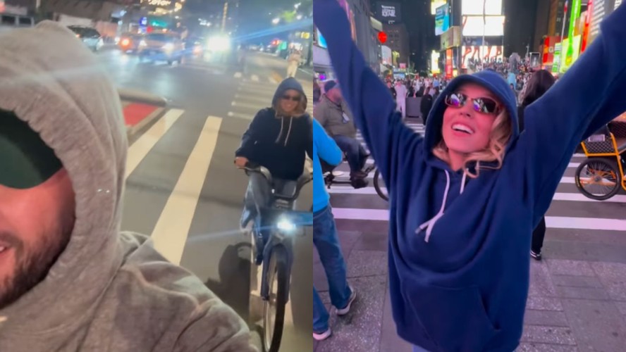 Sydney Sweeney e Scooter Braun curtem madrugada de bicicleta na Times ...