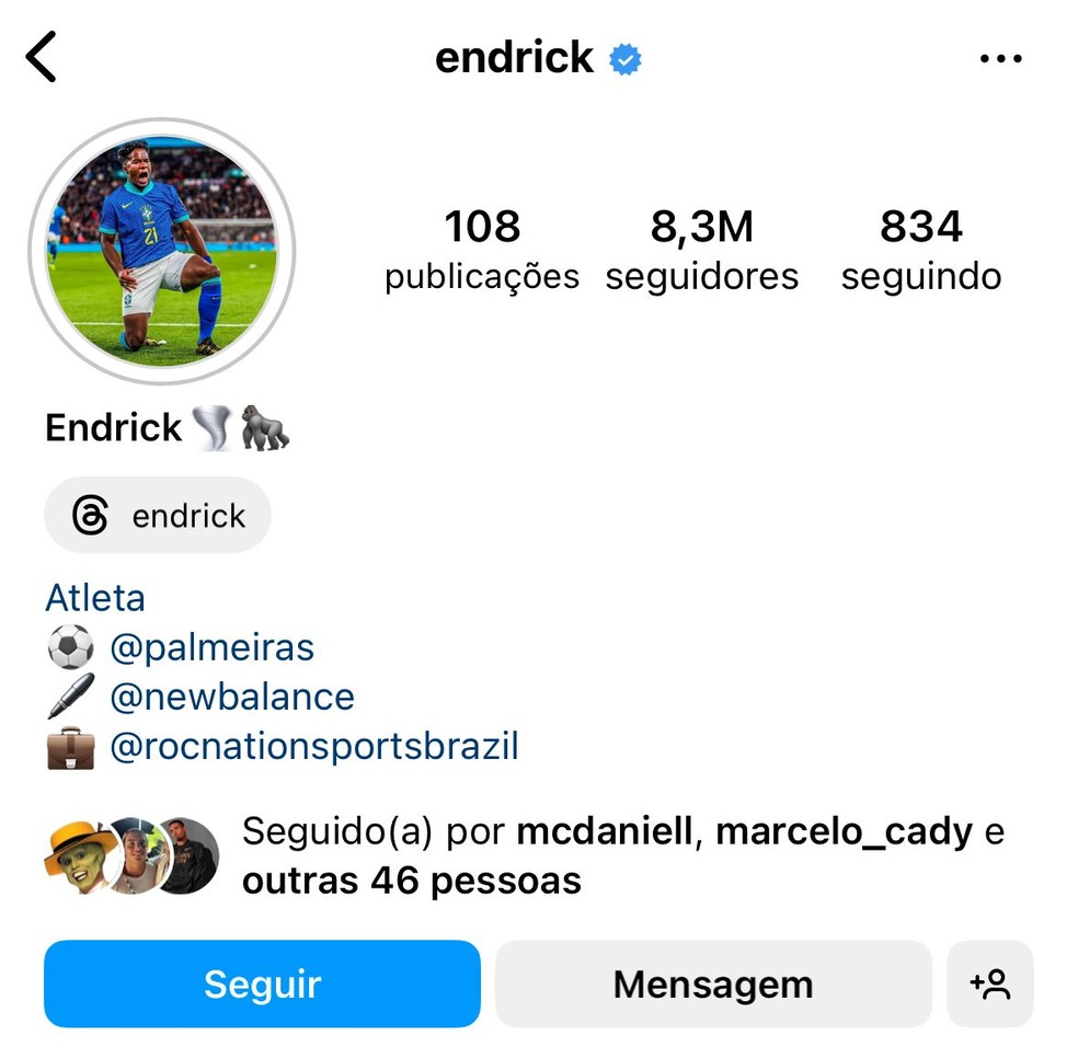 Nova joia da Seleção, Endrick comemora marca importante nas redes sociais